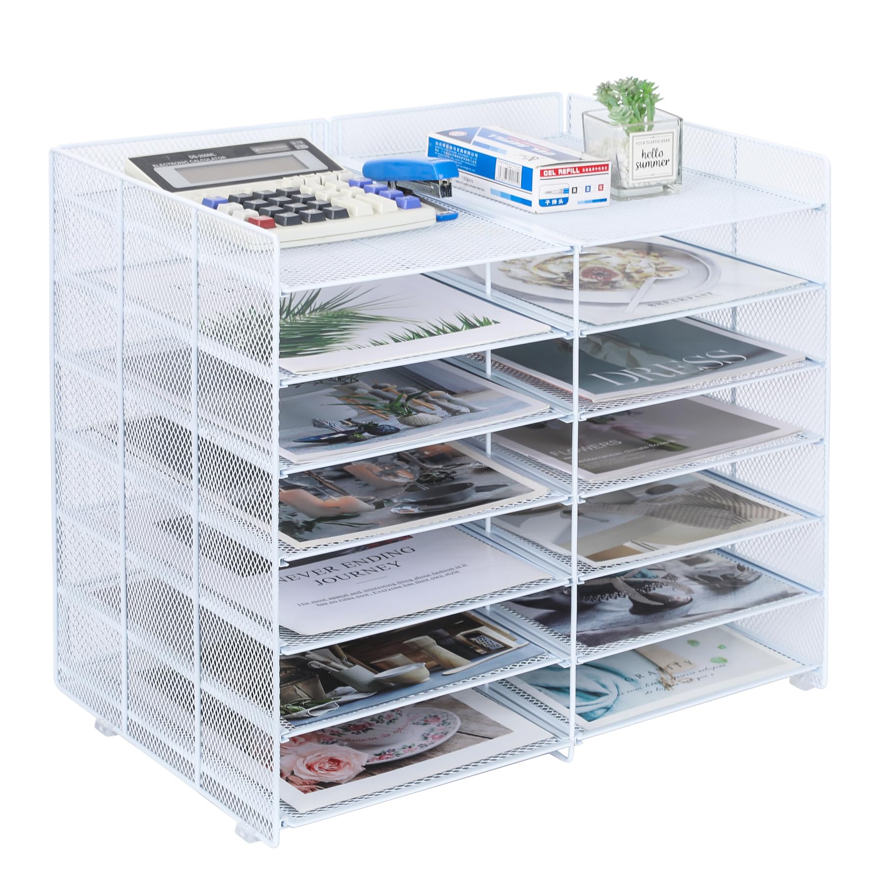 Amazon.com : TQVAI Desk File Organizer 7 Tier Mail Sorter Countertop ...
