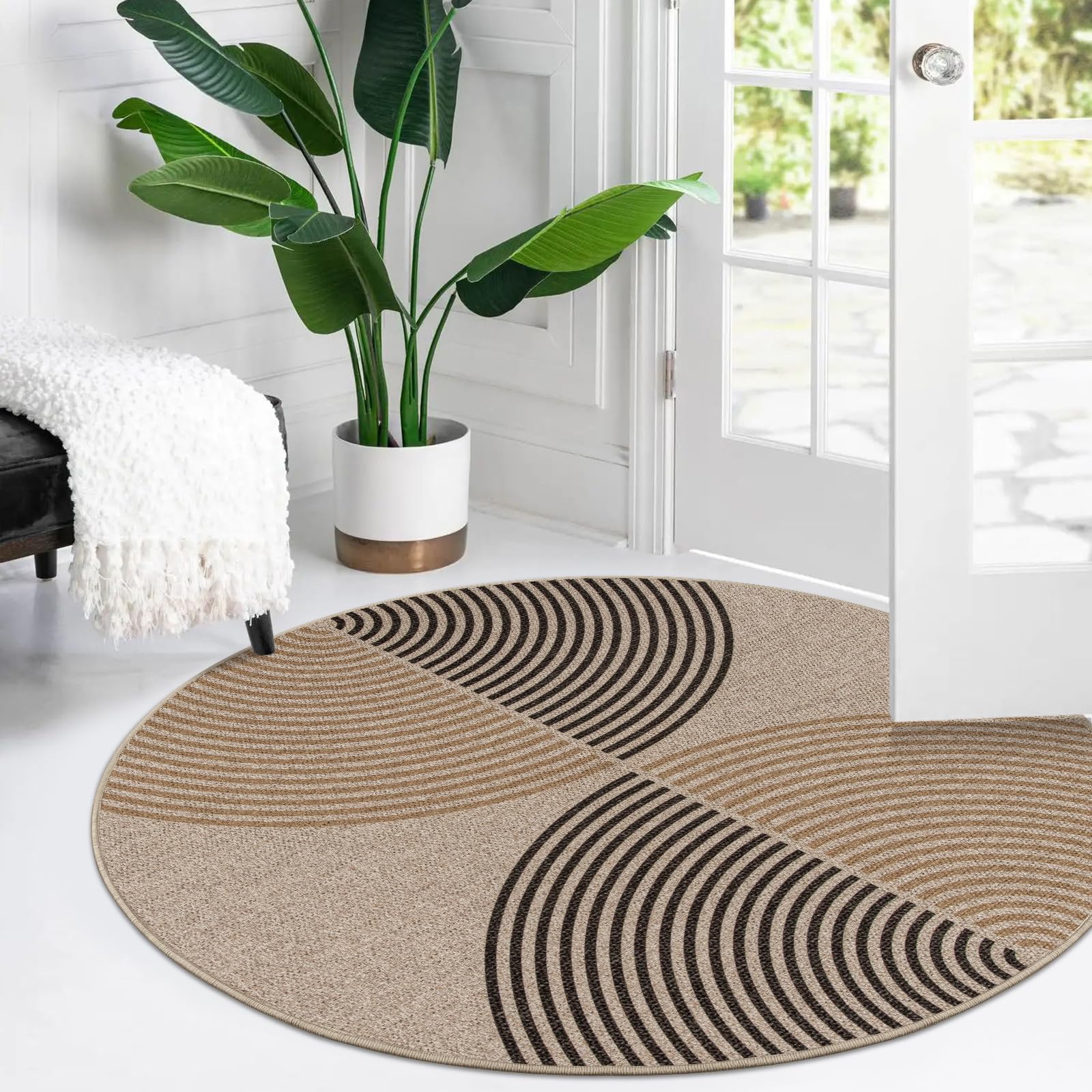 Amazon.com: Lahome Modern Rainbow Round Entryway Rug 4ft, Circle Easy ...