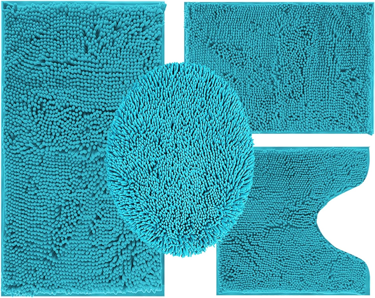 Amazon.com: Teal Bathroom Rugs Sets 4 Piece with Toilet Lid Cover, Non ...