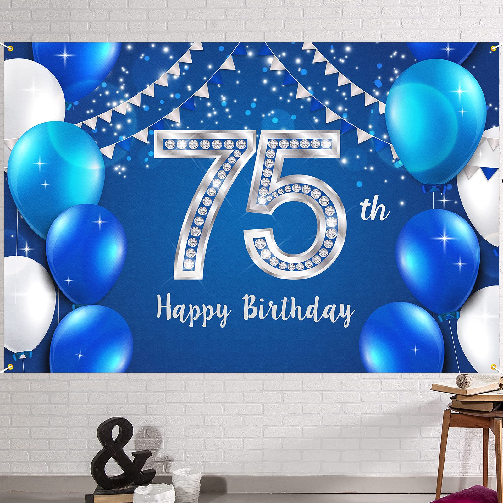 Amazon.com: HAMIGAR 6x4ft Happy 75th Birthday Banner Backdrop - 75 ...