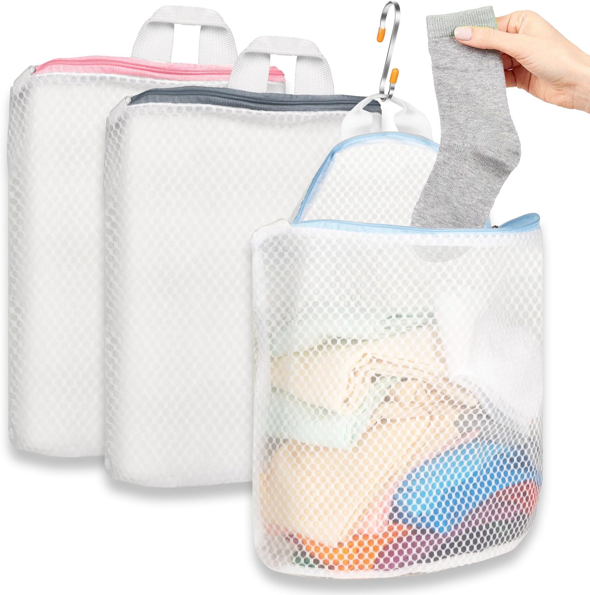 Amazon.com: MIFNRO Large Capacity Sock Laundry Bag With Wire ...