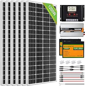 ECO-WORTHY Solar Kit with Battery and Inverter 1200W 4.8KWH Solar Panel ...