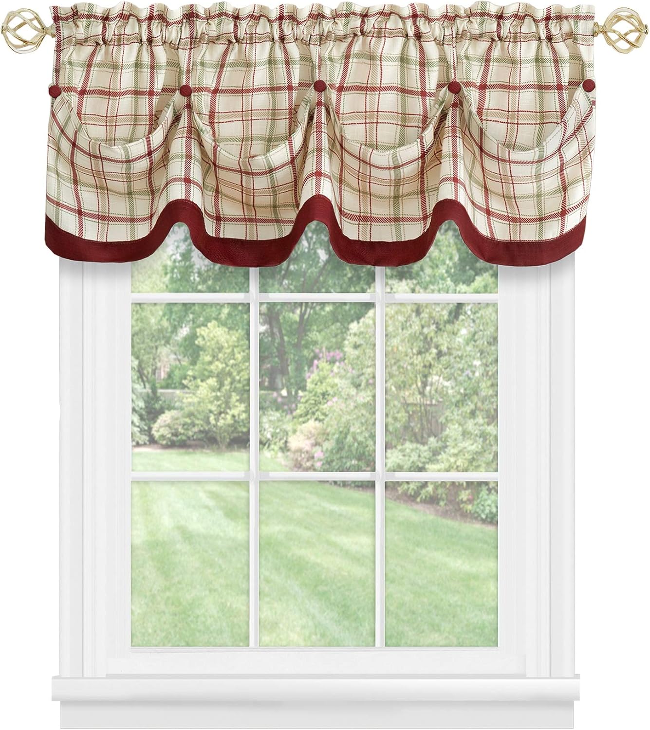 Amazon.com: Ben&Jonah Simple Elegance Venezia Tuck Valance with Buttons ...