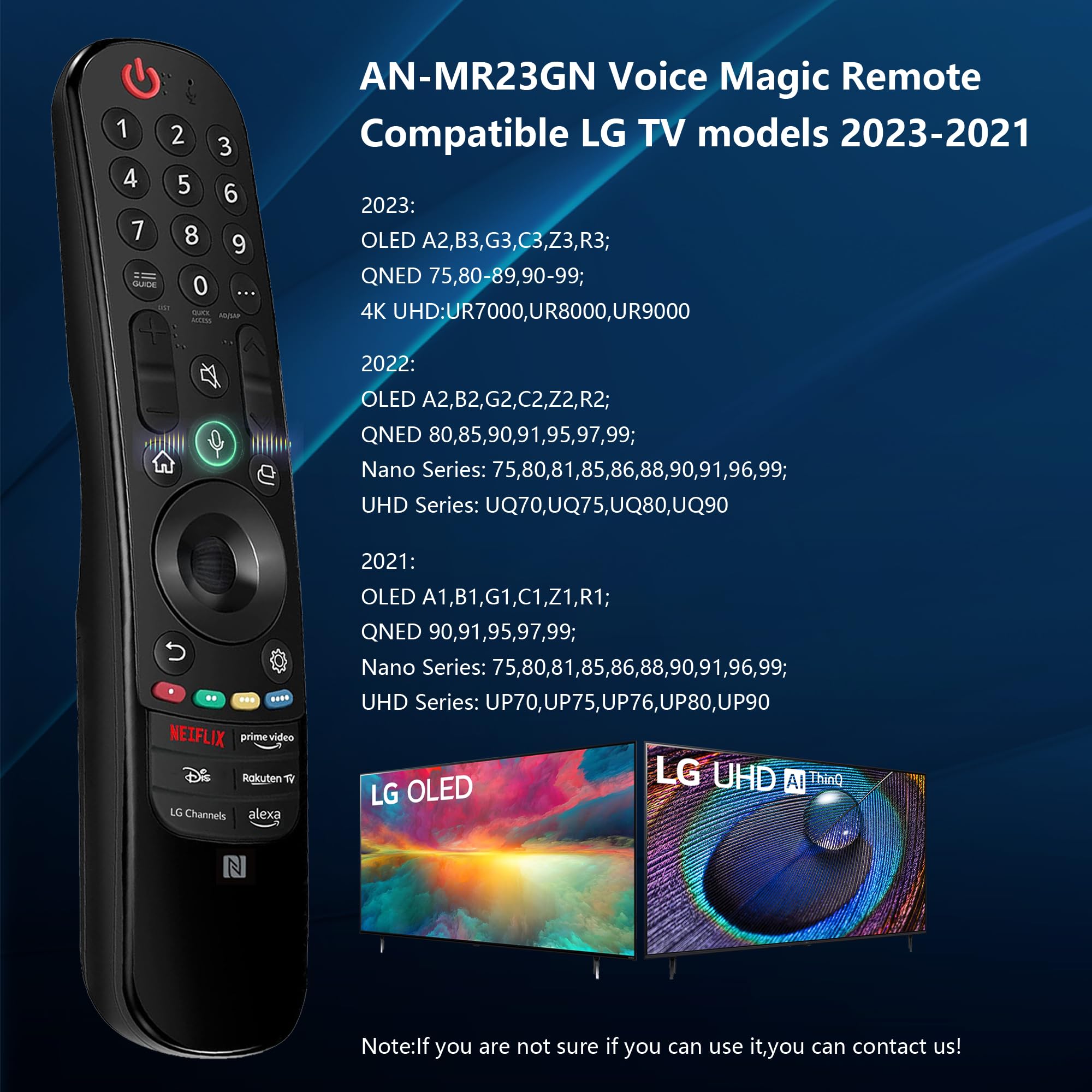 Voice Remote Replacement for LG Smart TV, for Magic Remote MR23GN with ...