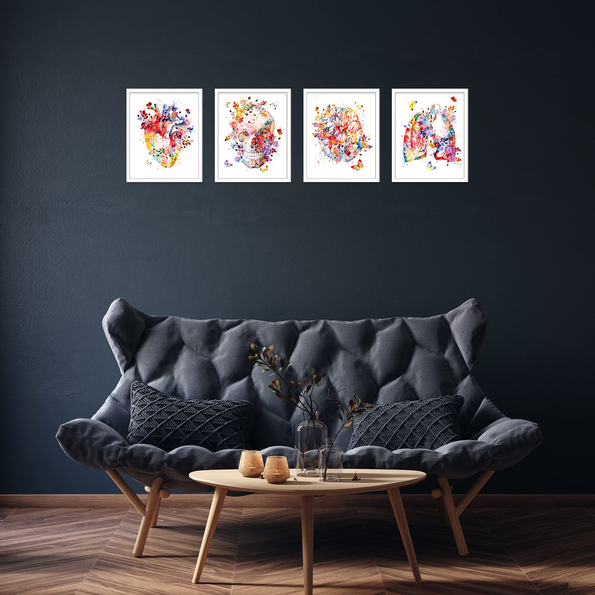 Watercolor Floral Anatomy Wall Art, Abstract Human Anatomy Prints - Set ...