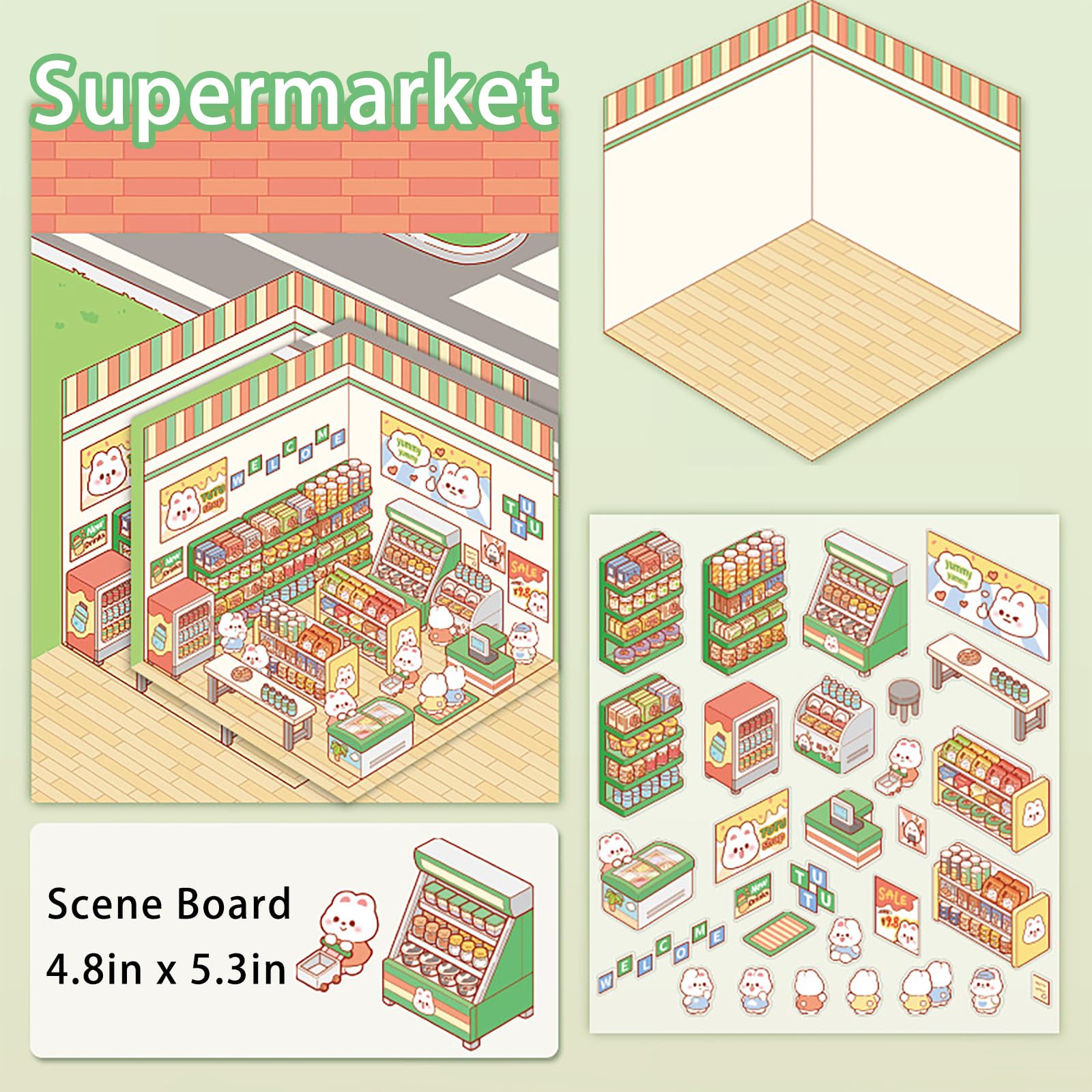 DIY Miniature Room Stickers 4 Sets DIY 3D Sticker Scenes - Miniature ...