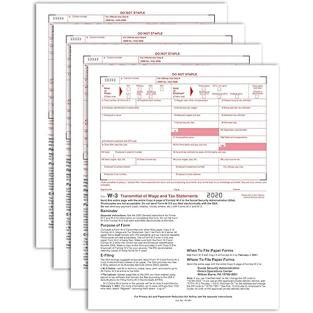Amazon.com : W3 Forms 2021, 10 Form W-3 Summary Laser Forms for ...