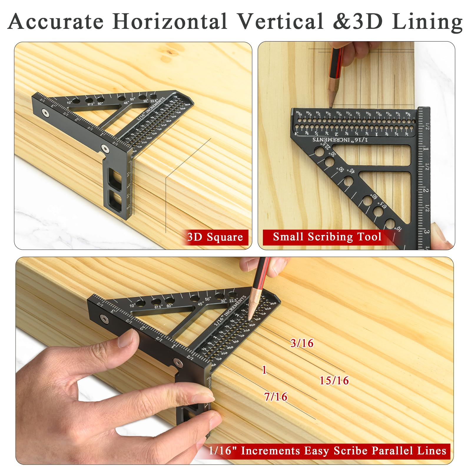 Snapklik.com : Carpenter Square 3D Multi Angle Measuring Ruler ...