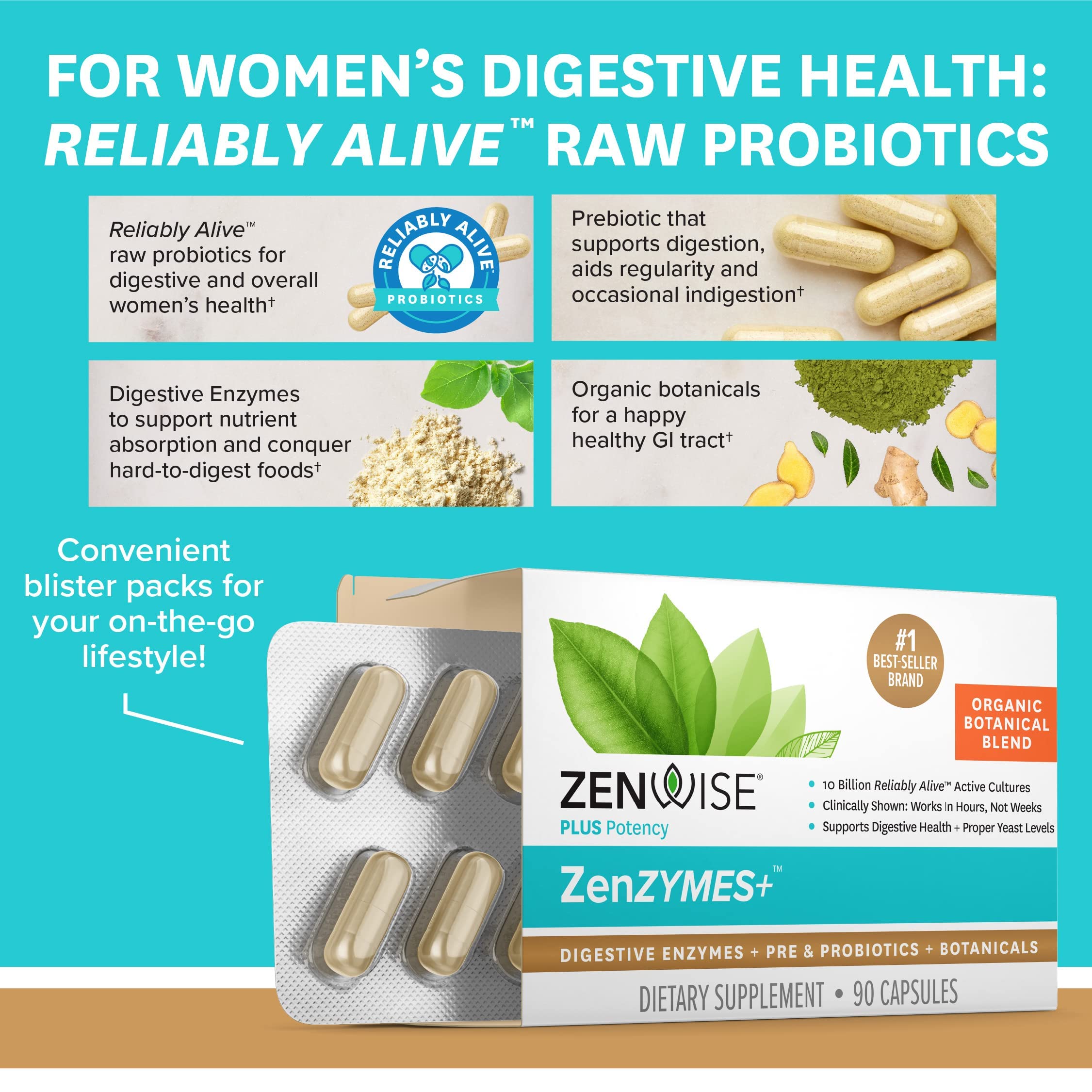 Zenwise ZEnzymes Probióticos para mujeres - Apoyo al tracto urinario y ...