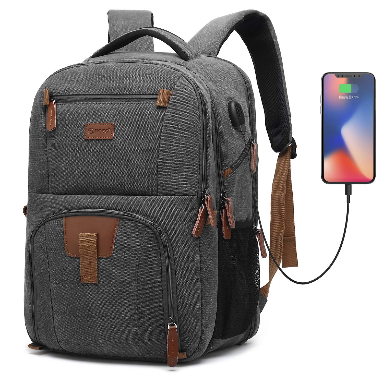 POSO Laptop Travel Backpack 17.3 Inch Computer Bag with USB Port ...