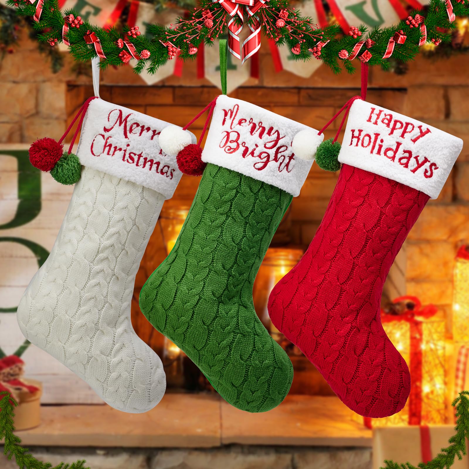 Amazon.com: VOREFF 2 Pack Christmas Stockings 20 Inch: Personalized ...