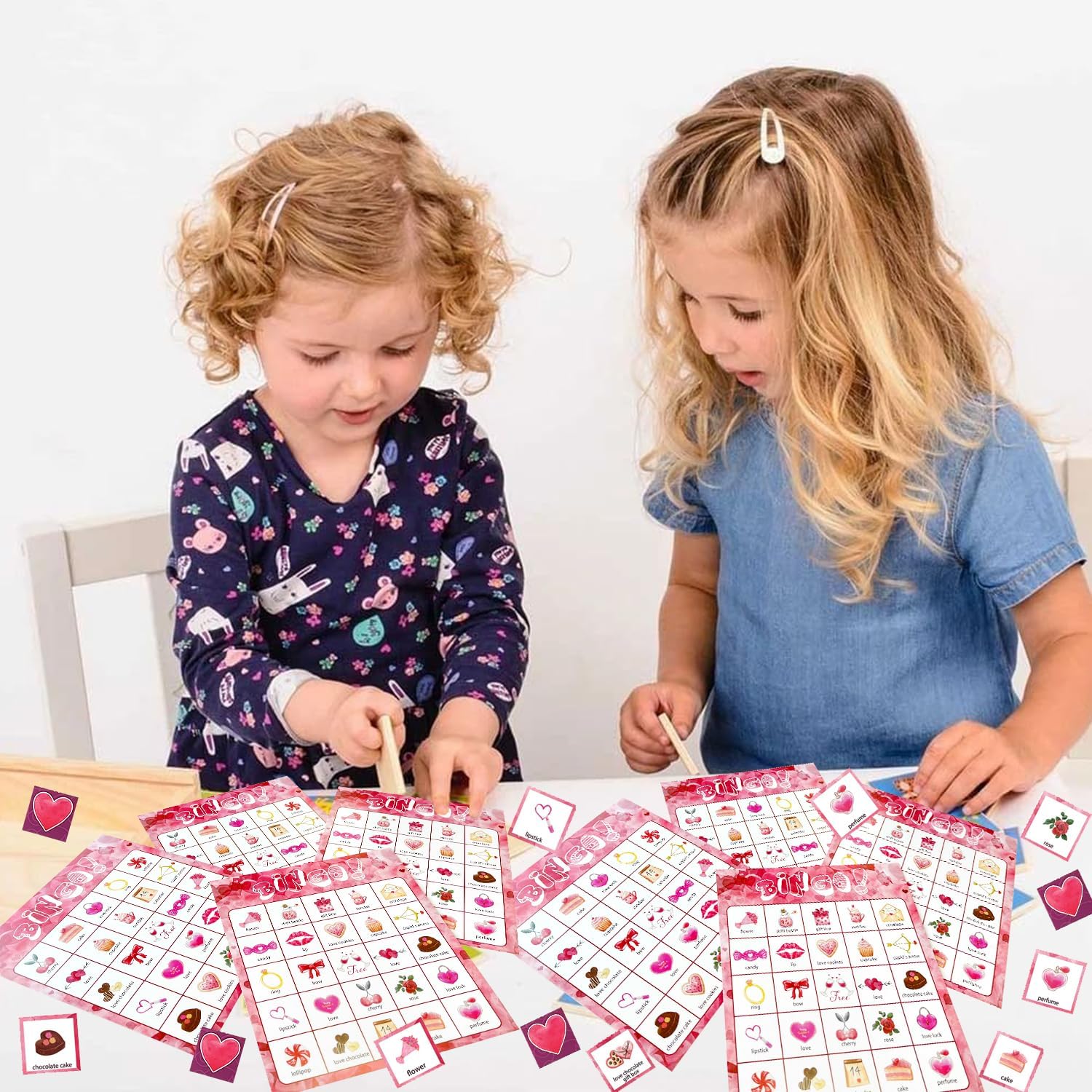 Tarjetas de juego de bingo para el día de San Valentín, tarjetas de ...