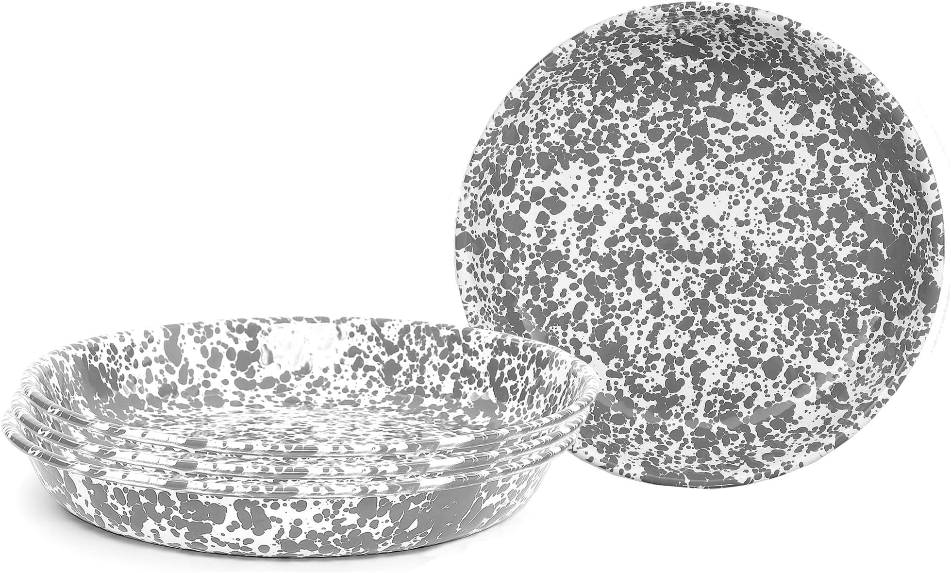 Amazon.com | Crow Canyon - Enamelware Pasta Plates - Set of 4 - Grey on ...