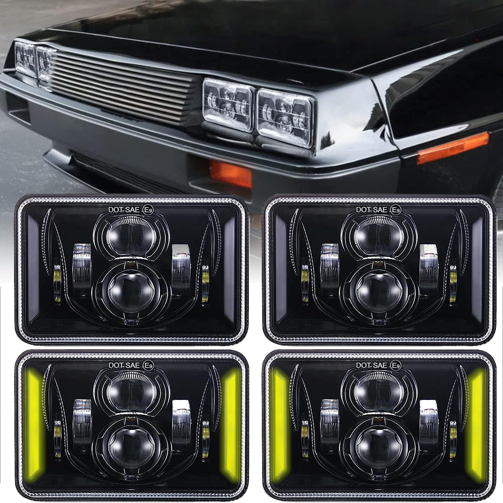 Amazon.com: HILLSKING 4X6 LED Headlights, Rectangular Head Lights DOT ...