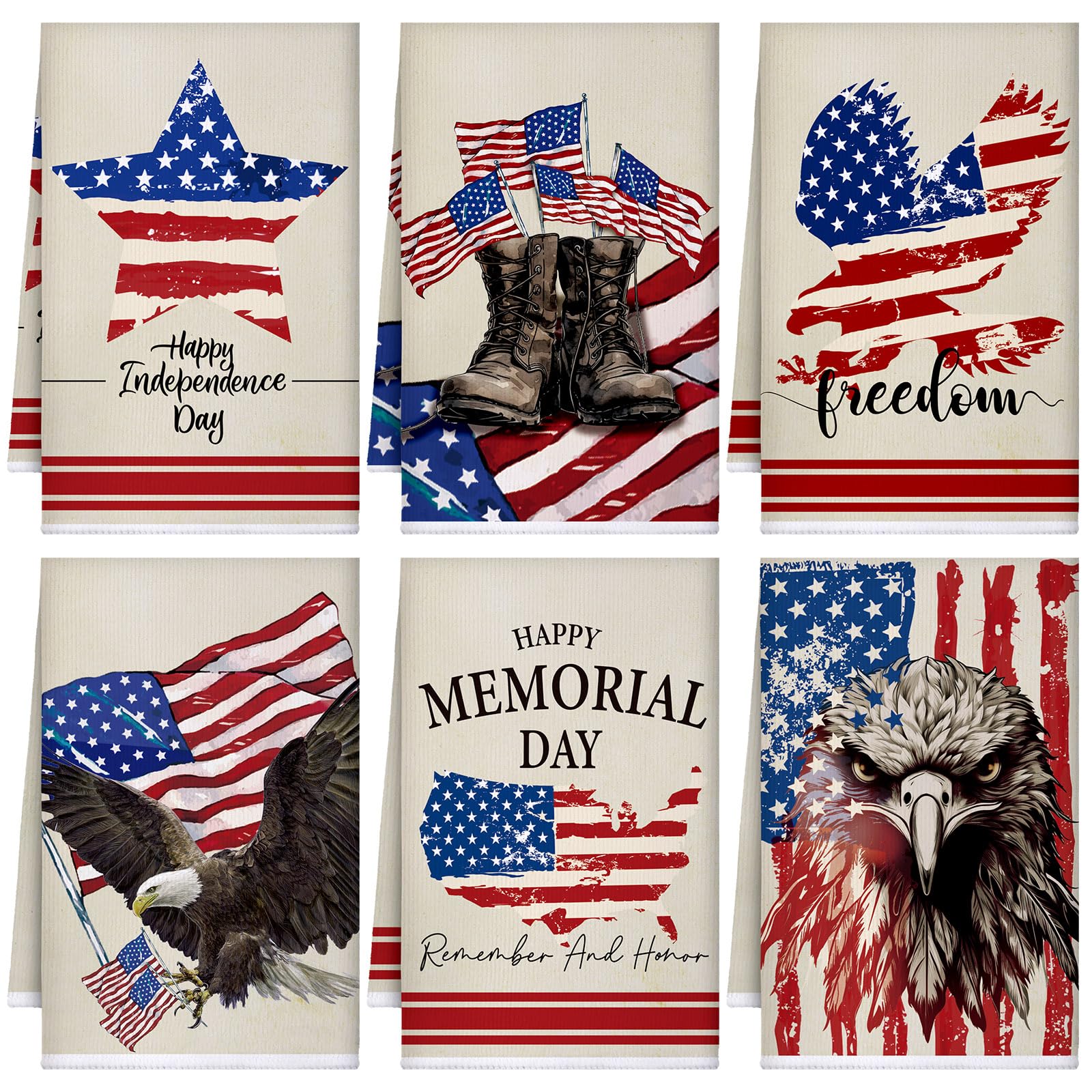 Amazon.com: Sratte 6 Pcs 4th of July Kitchen Towels Vintage Patriotic ...