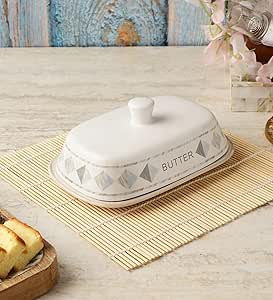 House of Mishka Ceramic White Butter Box | Ceramic Covered Butter Dish ...