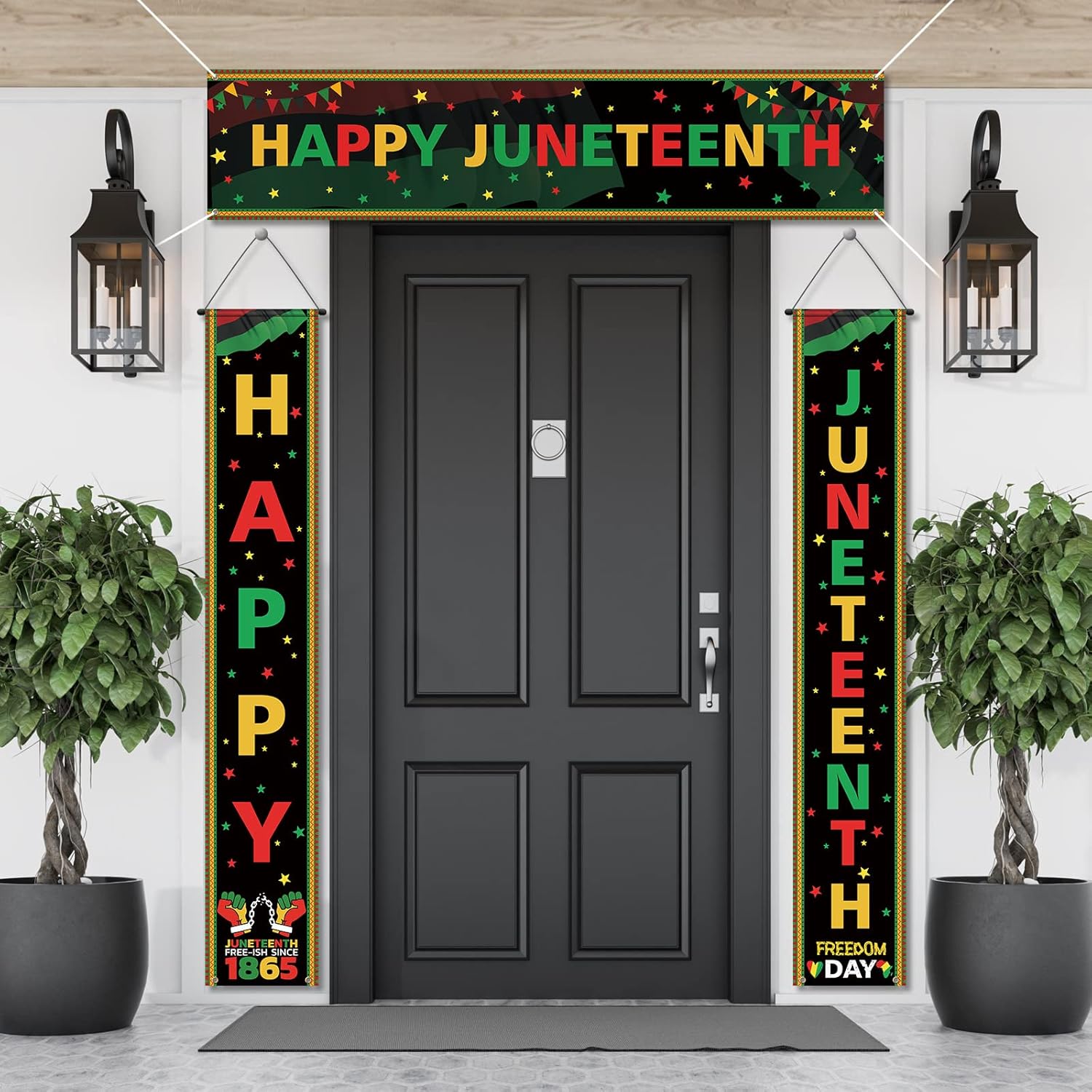 Amazon.com: Batiyeer 3 Pcs Juneteenth Banner Porch Sign Set Hanging ...