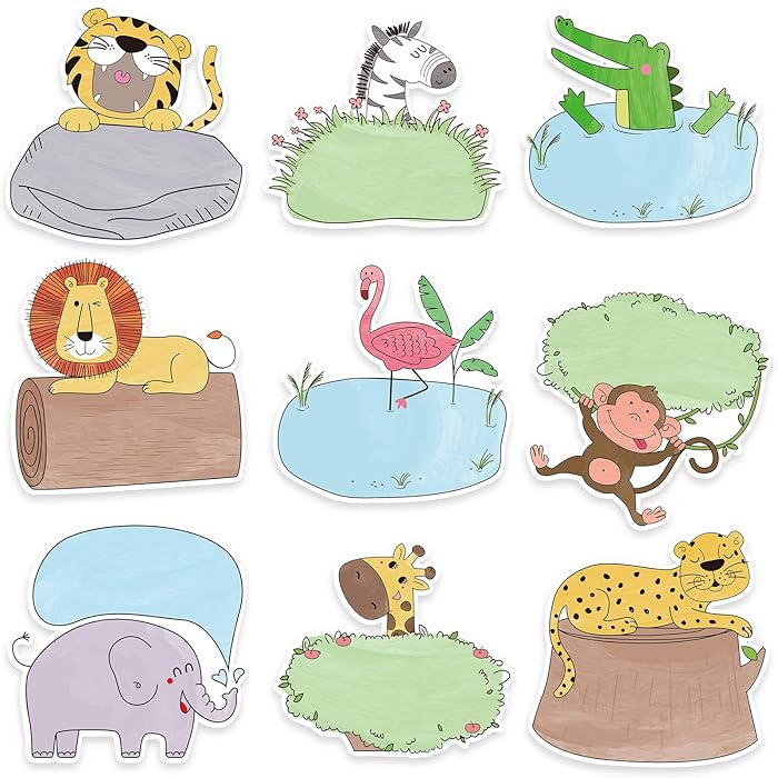 Buy 45 Pieces Jungle Animal Cutouts Safari Friend Animal Cutouts ...