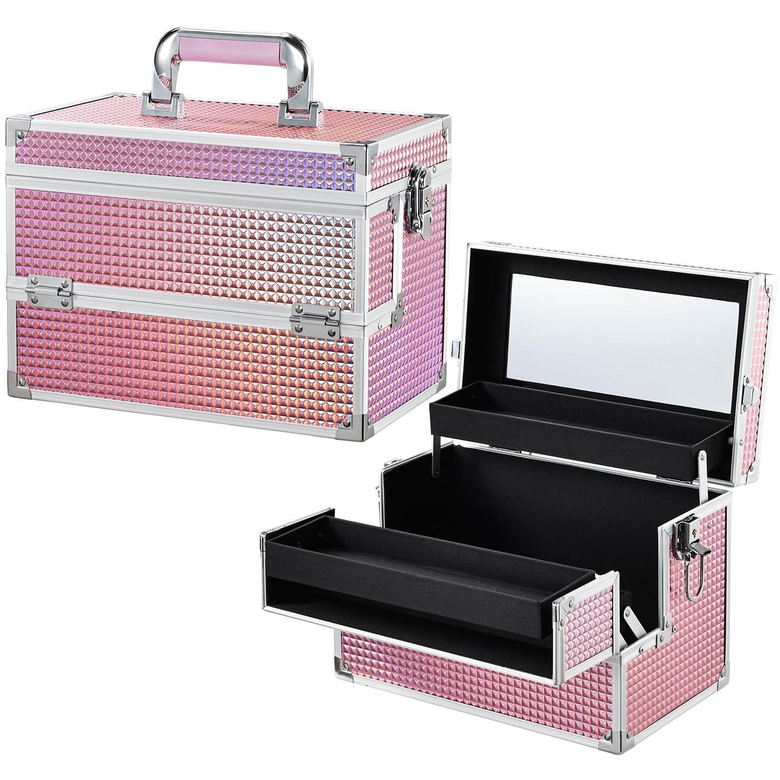 Amazon.com: Joligrace 12 Inch Makeup Train Case, Large Makeup Box ...