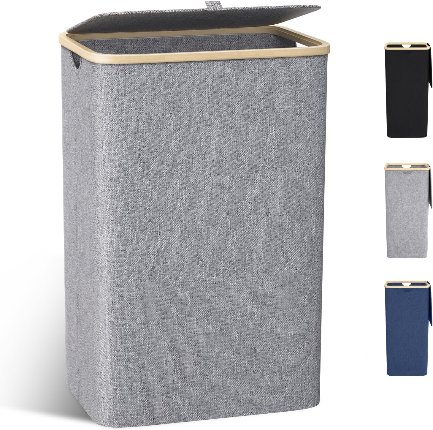 Laundry Basket with Lid, Large, 100 L Laundry Hamper, Narrow with ...