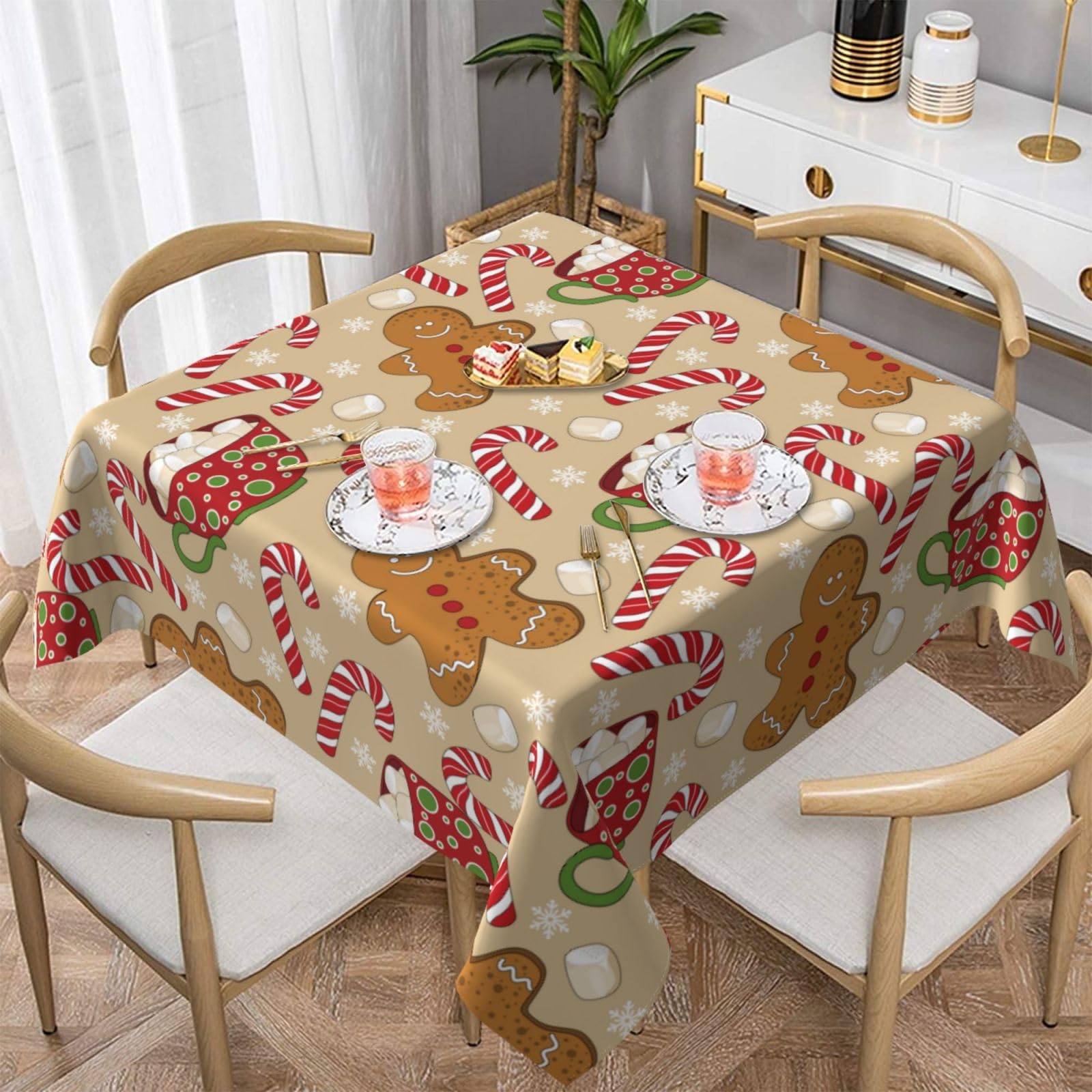 Amazon.com: YIPOCH Gingerbread Man Square Table Cloth Waterproof ...