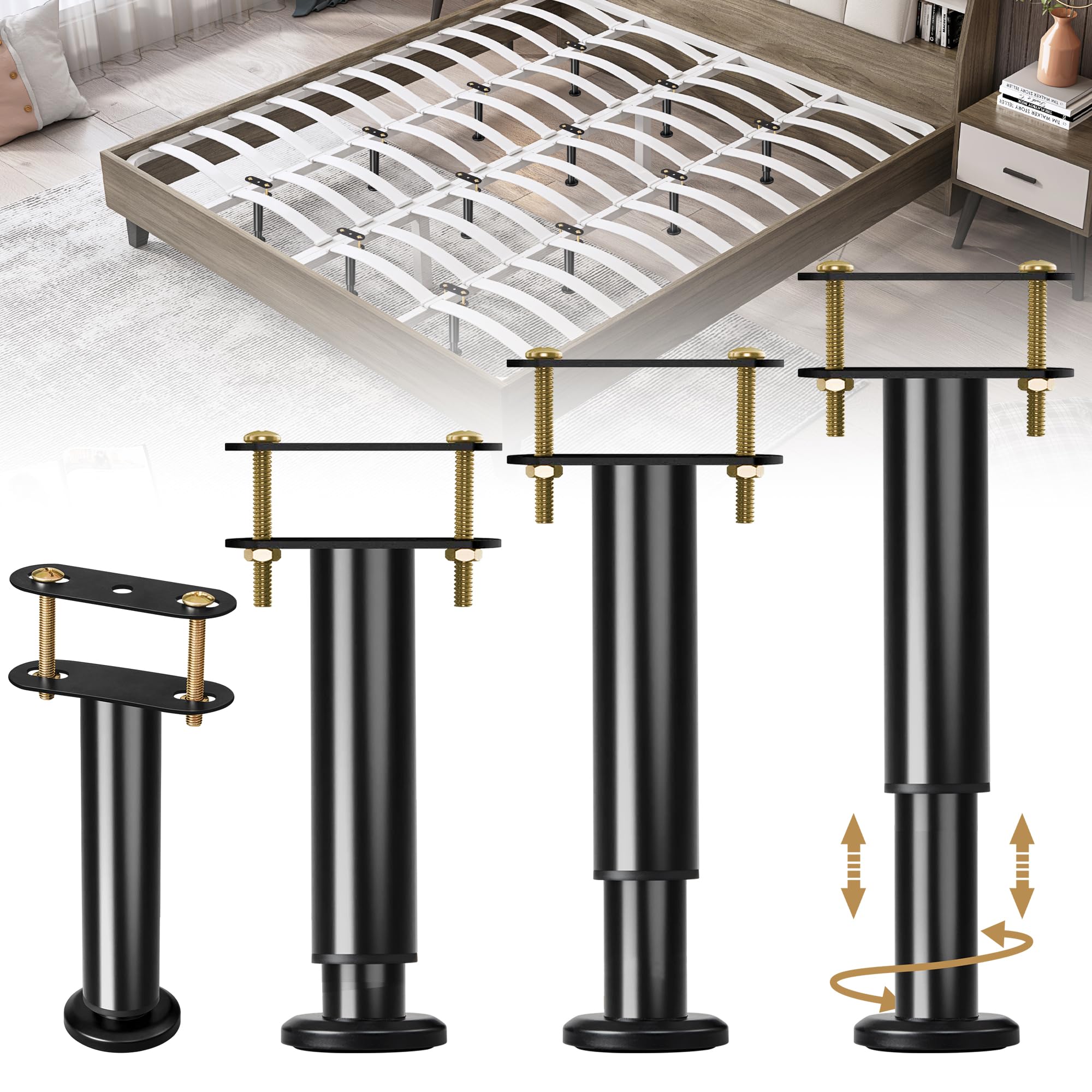 Amazon.com: 4 Pack Adjustable Height Center Support Leg for Bed Frame ...