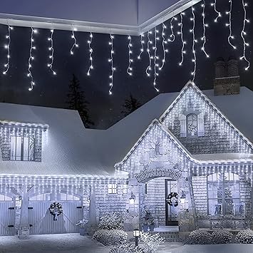 Amazon.com: Qunlight LED Icicle Lights, 300 LEDs, 33ft, 8 Modes ...