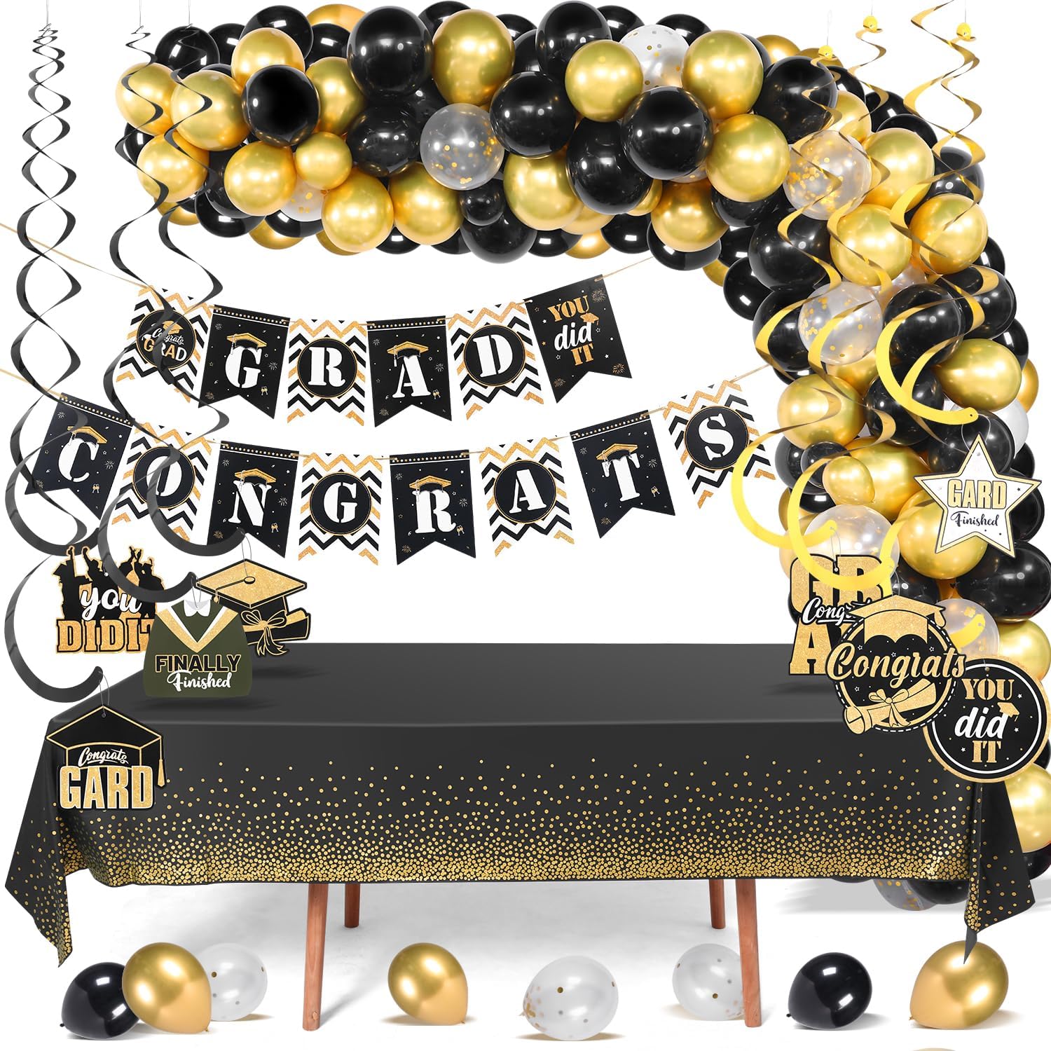 Amazon.com: All-in-One Graduation Party Decorations Kit – Premium Black ...