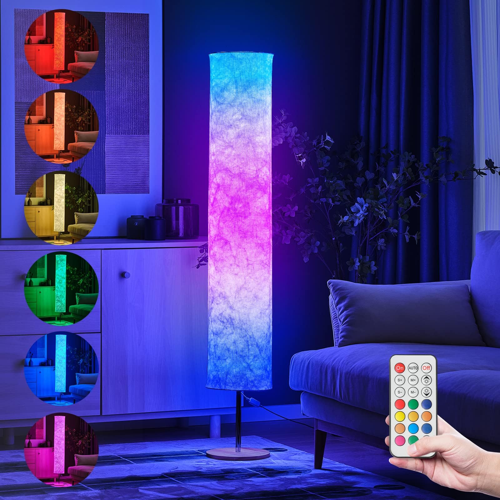 Lithomy Floor Lamp, RGB Dimmable Color Changing LED Lamp with Alexa APP ...