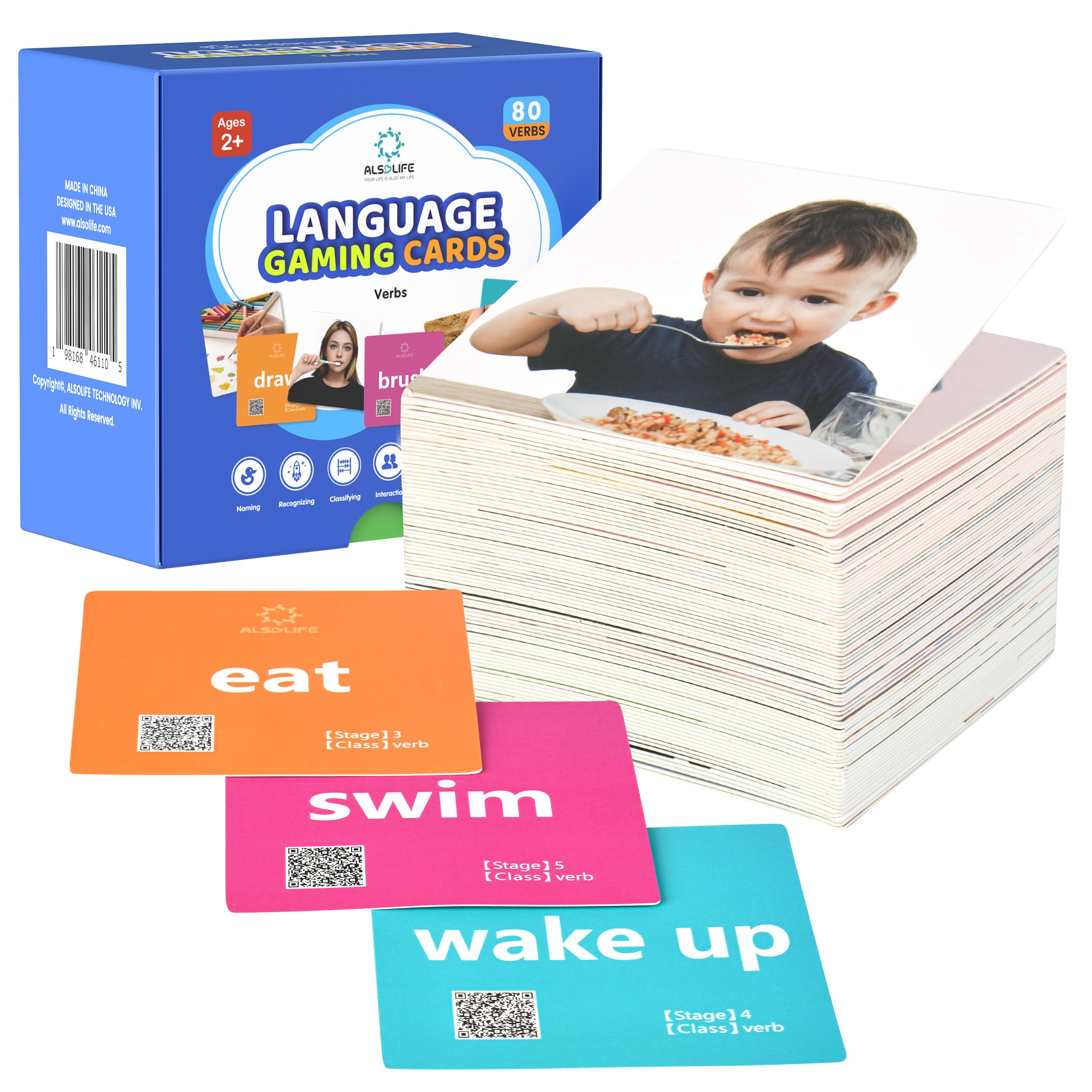 Buy Action Verbs Flash Cards | 80 Piece Talking Flash Cards for Speech ...