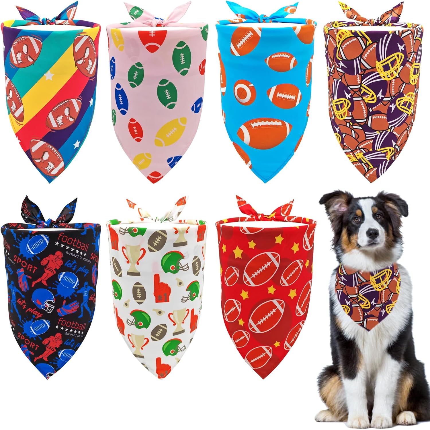 Amazon.com : Pai Sence 7 PCS Football Dog Bandanas for Large Dogs Breed 33 Inch Sewing Hemming ...
