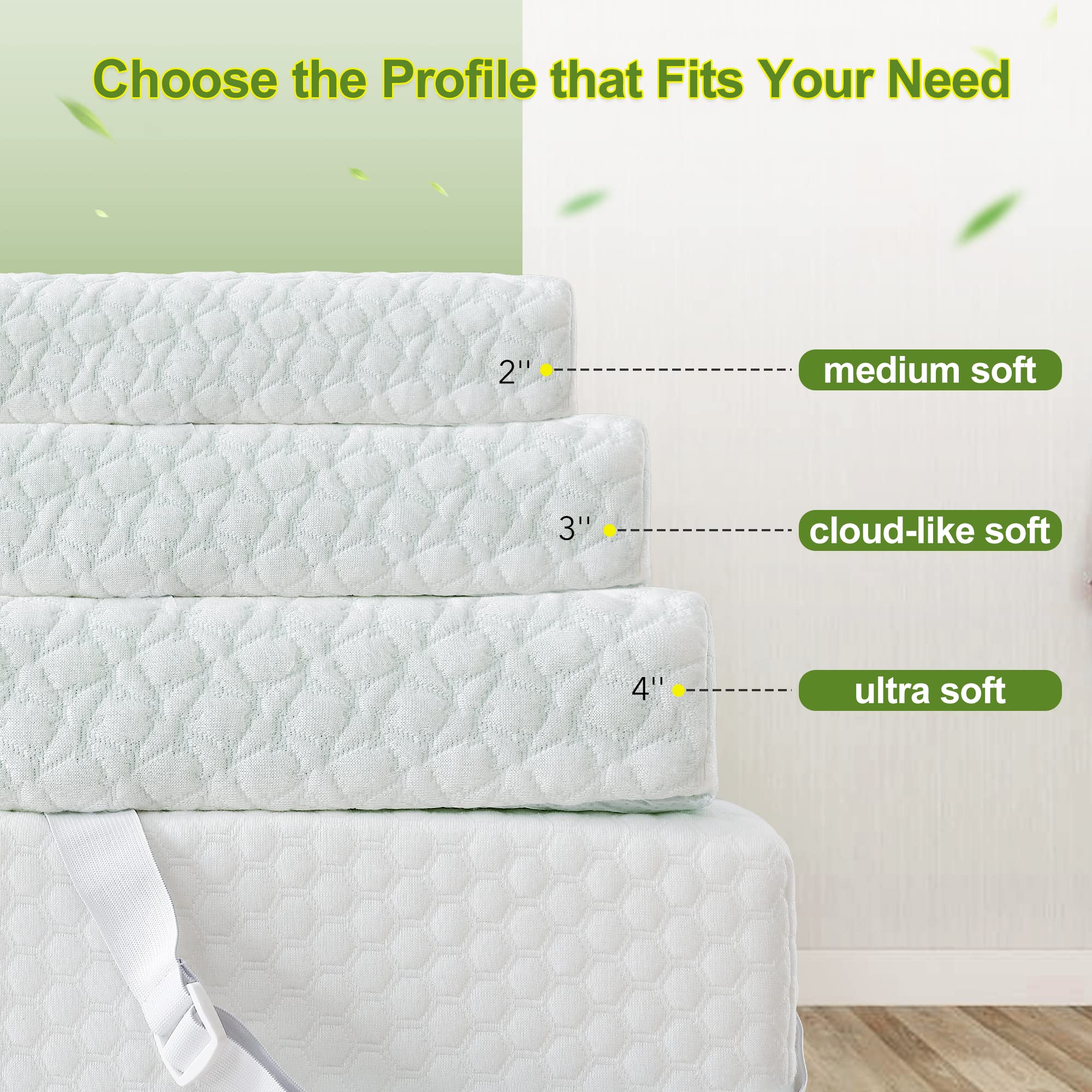 Mattress Topper King, Homhougo 3 Inch Green Tea Memory Foam Mattress ...