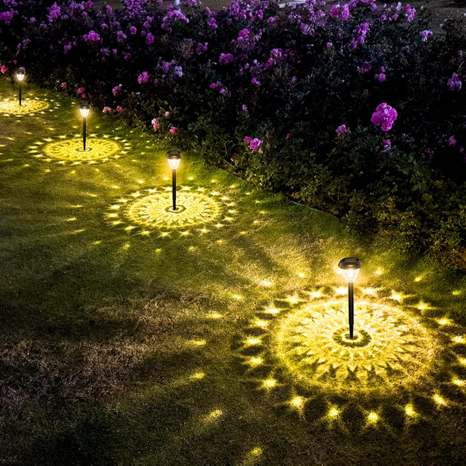 ornesign Ultra Bright Solar Outdoor Lights Decorative 6 Pack, 100% Faster Charge Solar Pathway ...