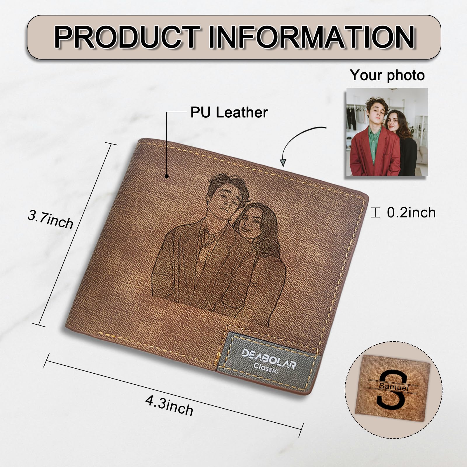 Snapklik.com : Personalized Engraved Photo WalletsCustom Leather Text ...