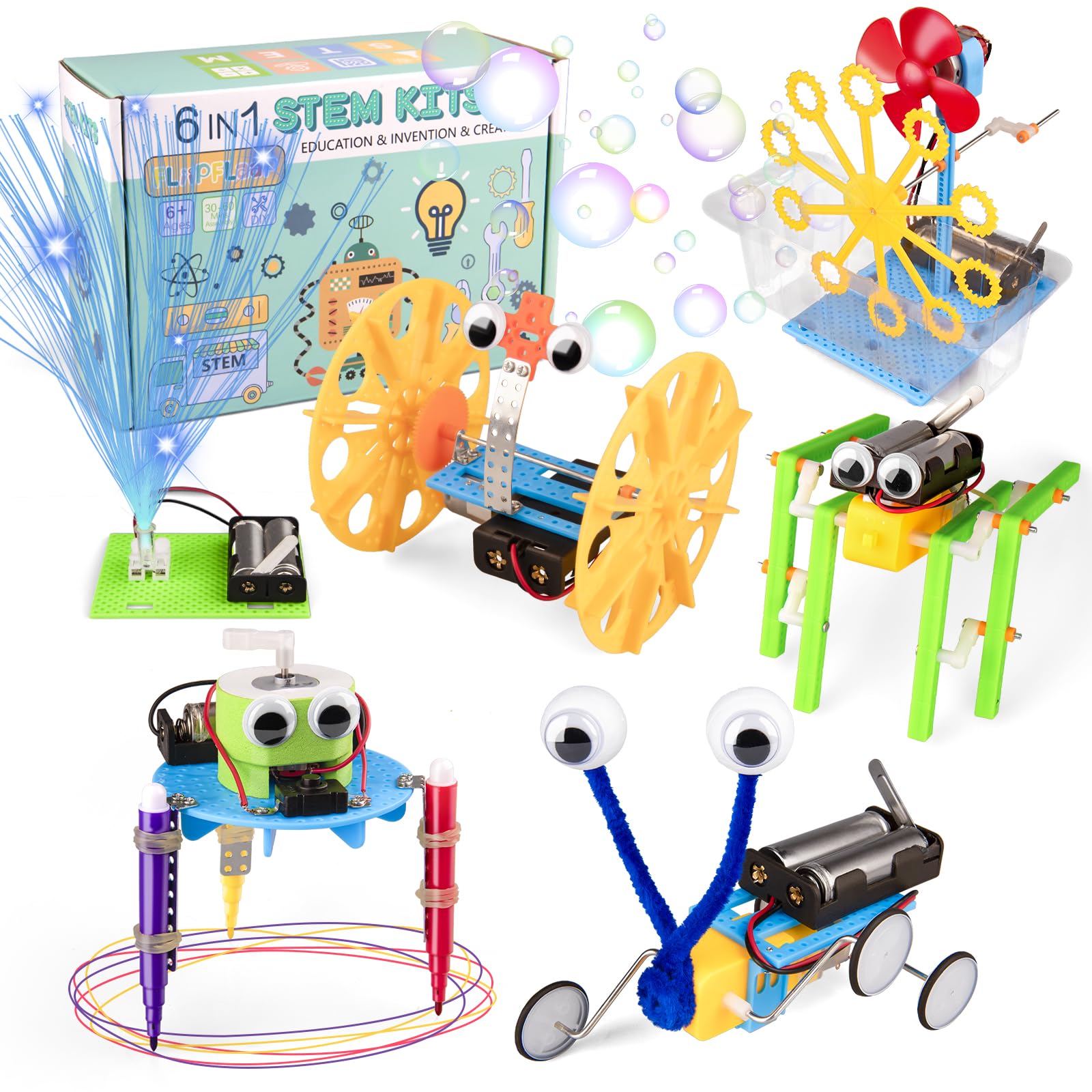 Amazon.com: 6-in-1 STEM Kit for Kids Ages 6-12, STEM Toys for Boys Ages ...