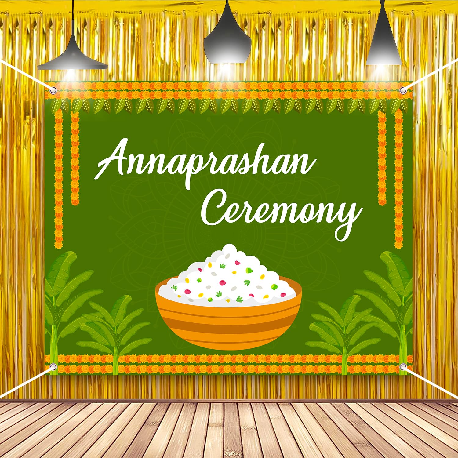 Party Propz Annaprasana Decoration Backdrop | Green Annaprashan ...
