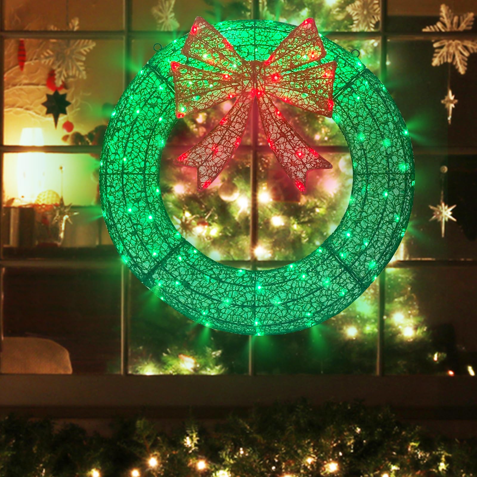 Amazon.com: Lighted Christmas Wreath Outdoor Decorations, 24in Small ...