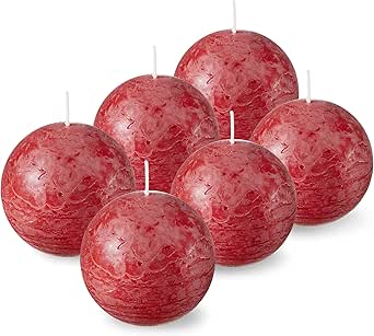 Amazon.com: SPAAS Rustic Red Round Candles - 3 Inch Red Ball Candles ...