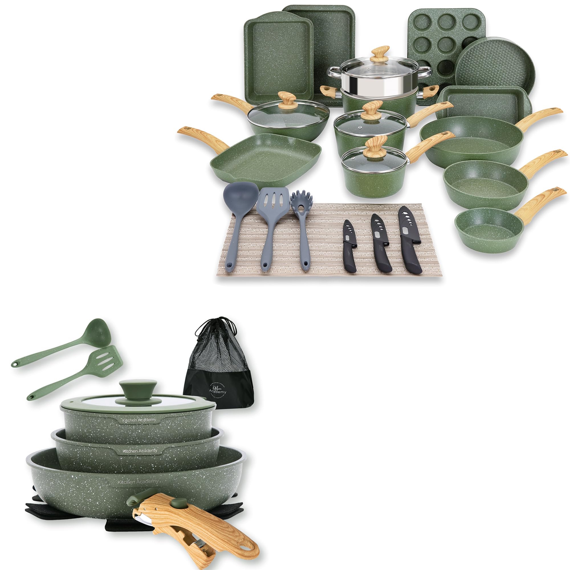 Amazon.com: Kitchen Academy 30Pcs Bakeware & Cookware Set + 10Pcs Rv ...