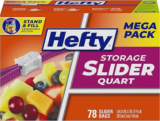 Amazon.com: Hefty Slider Storage Bags, Quart Size, 78 Count : Health ...