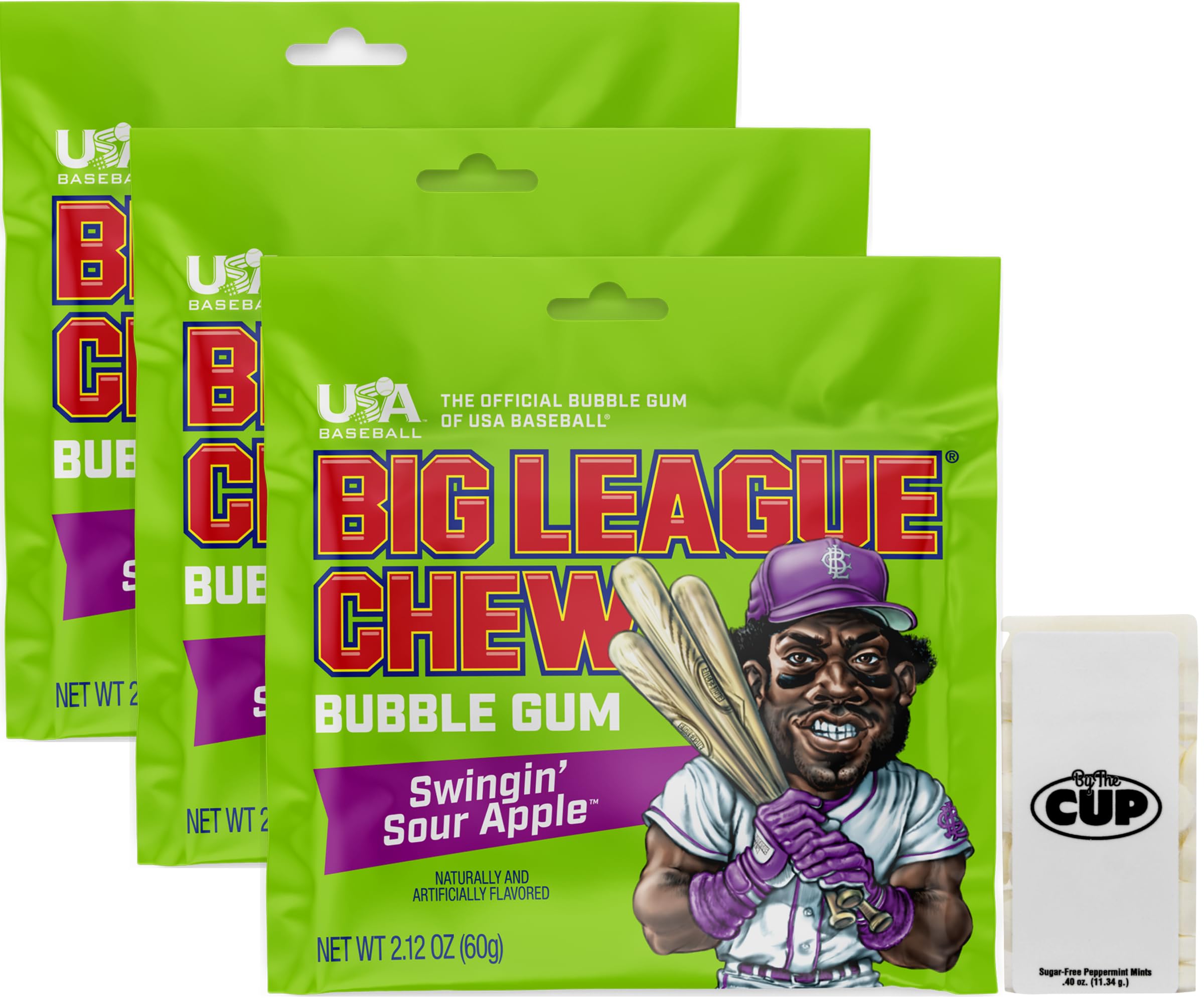 Amazon.com : Big League Chew Swingin' Sour Apple Shredded Bubble Gum, 2 ...