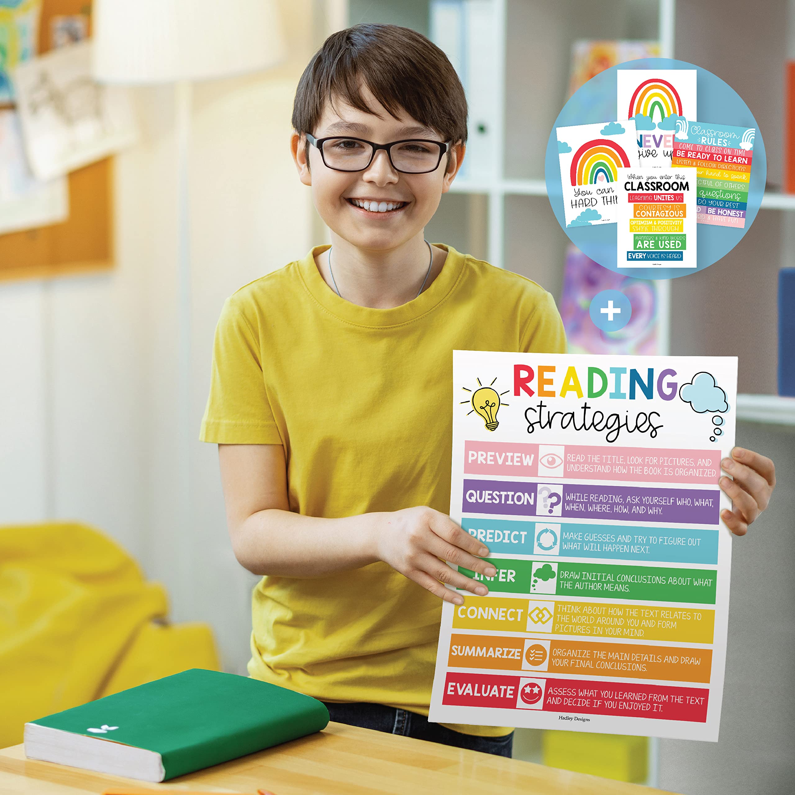 Amazon.com: 6 Rainbow Reading Posters For Classroom Library Decorations ...
