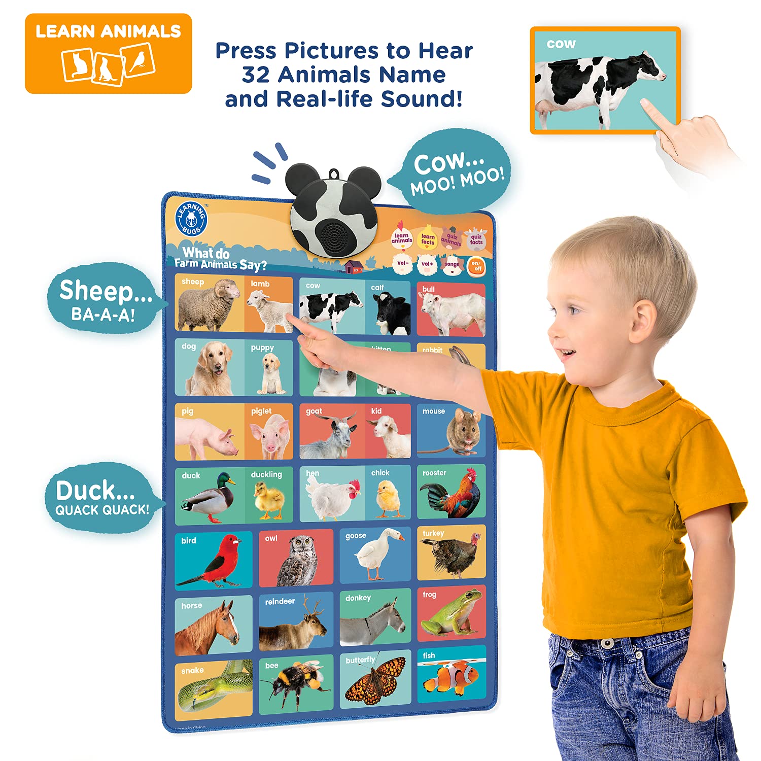 LEARNING BUGS What do Farm Animals Say, Interactive Educational Farm ...