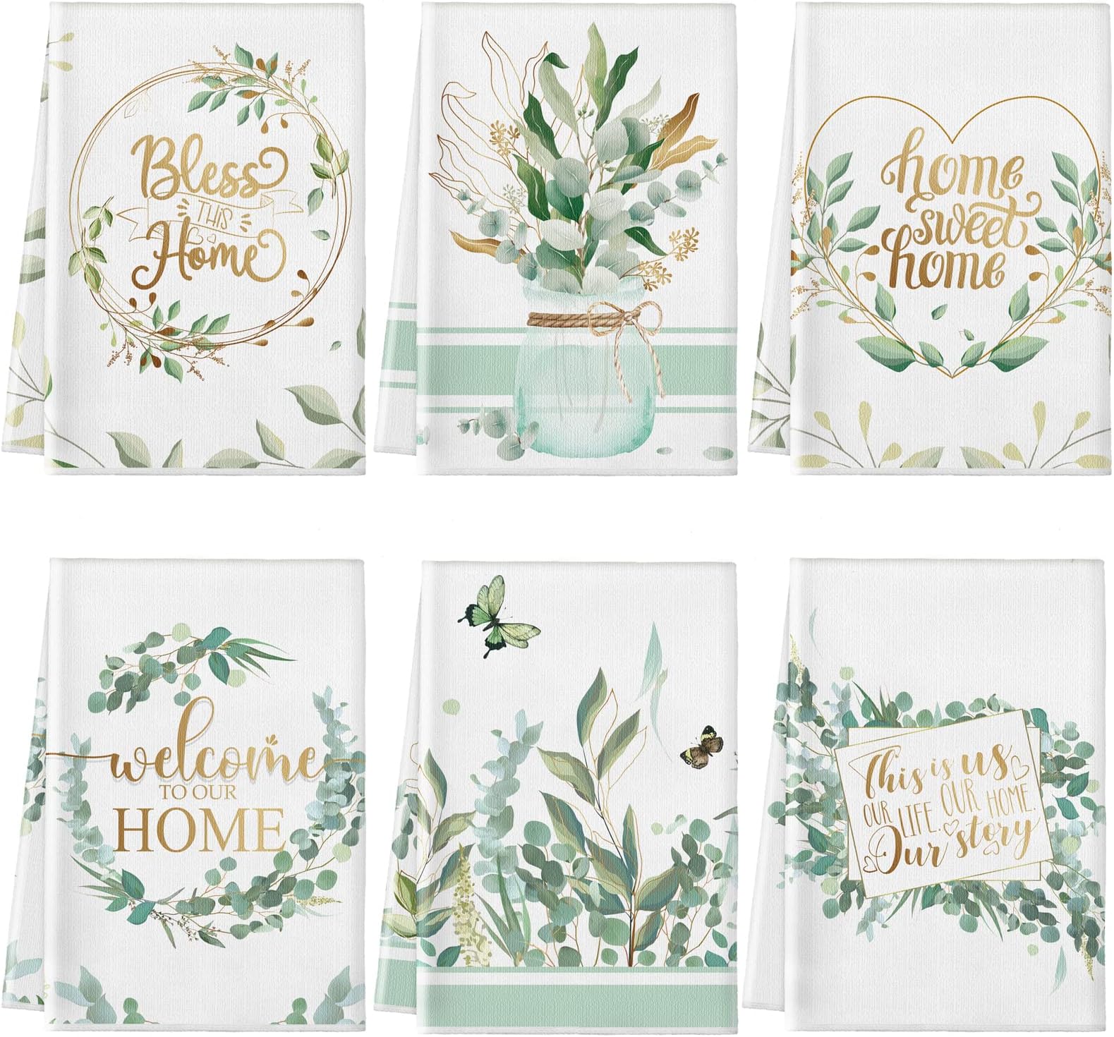 Amazon.com: SmoothNovelty 6 Pcs Spring Kitchen Towels Set Eucalyptus ...