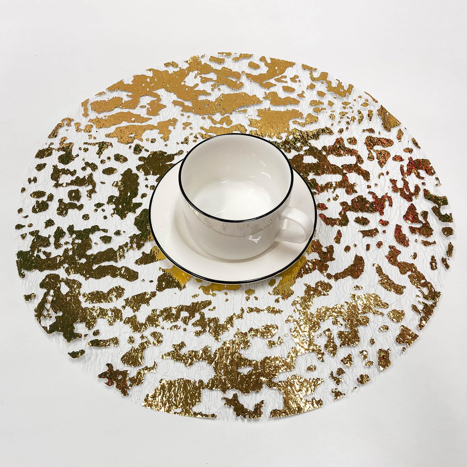 Amazon.com: 12 Pcs Disposable Gold Place Mats-Metallic Round Placemats ...