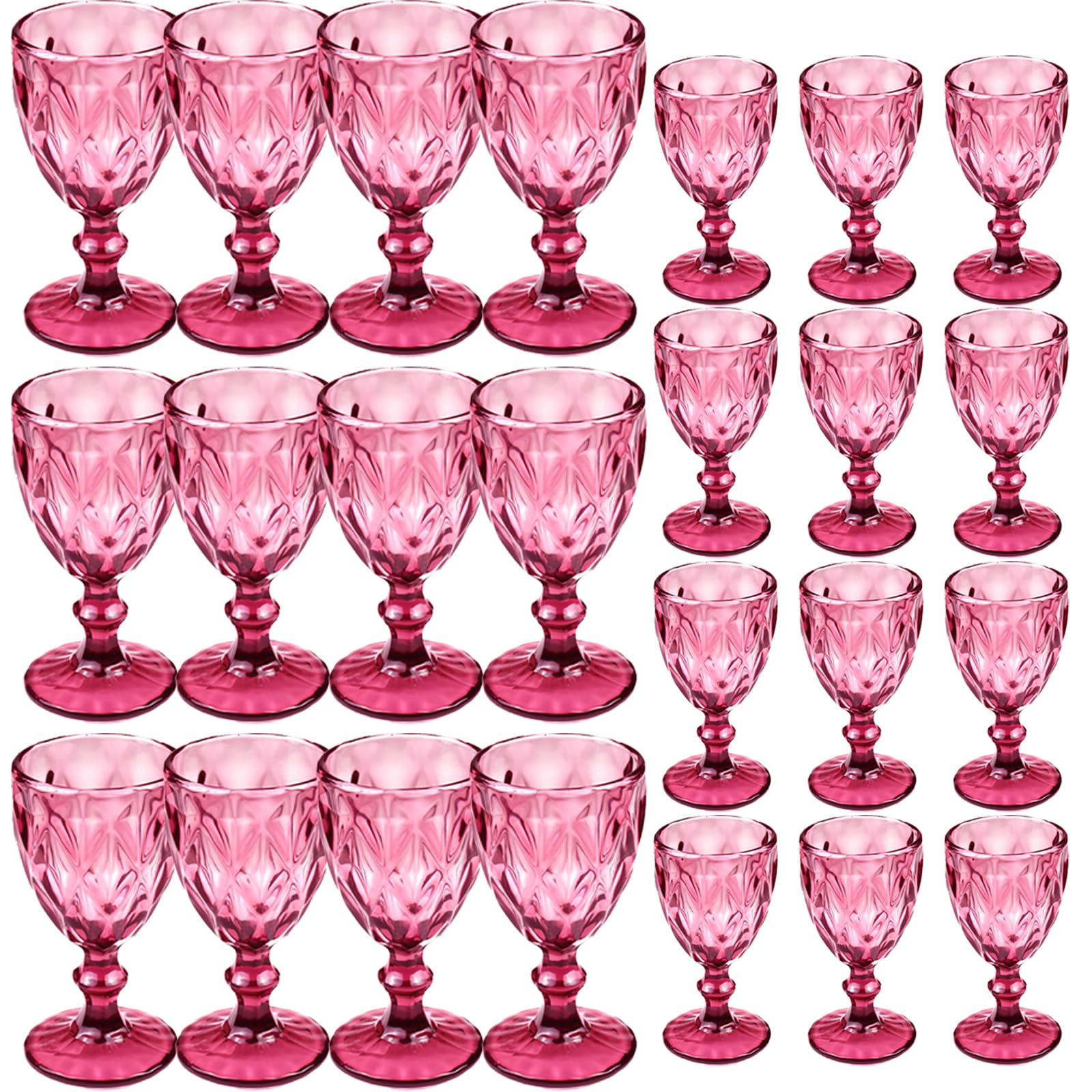 Amazon.com | 24 Pack Vintage Wine Glasses, Plastic Reusable 12 Ounce ...