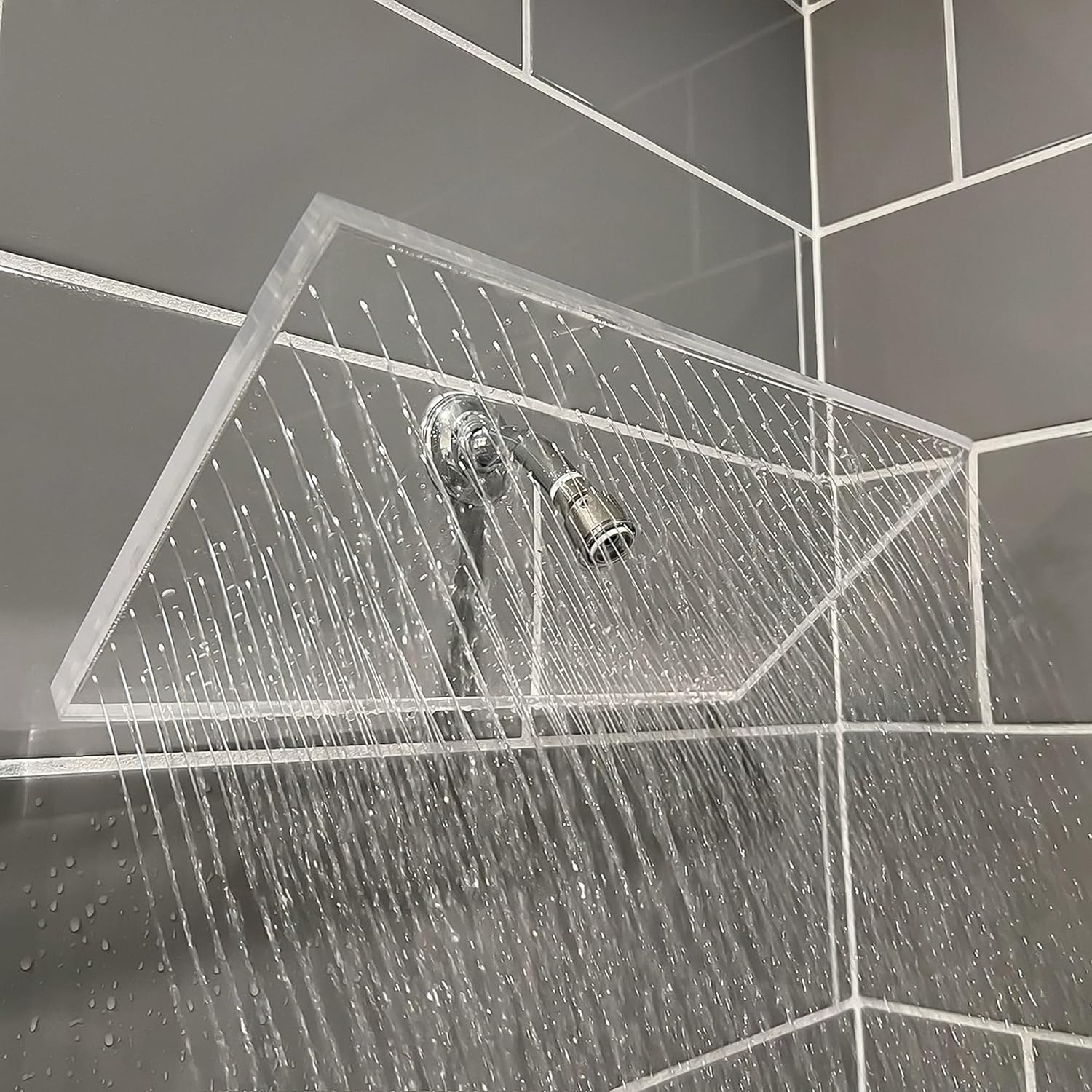 XL Acrylic Shower Head, 18 Inches x 9 Inches, Clear Waterfall Shower ...