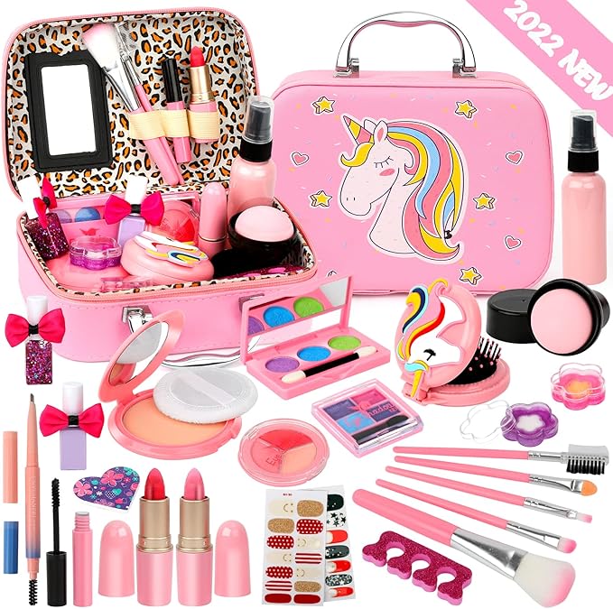 Kids Makeup Kit for Girls,Washable Real Makeup Set for Little Girls ...
