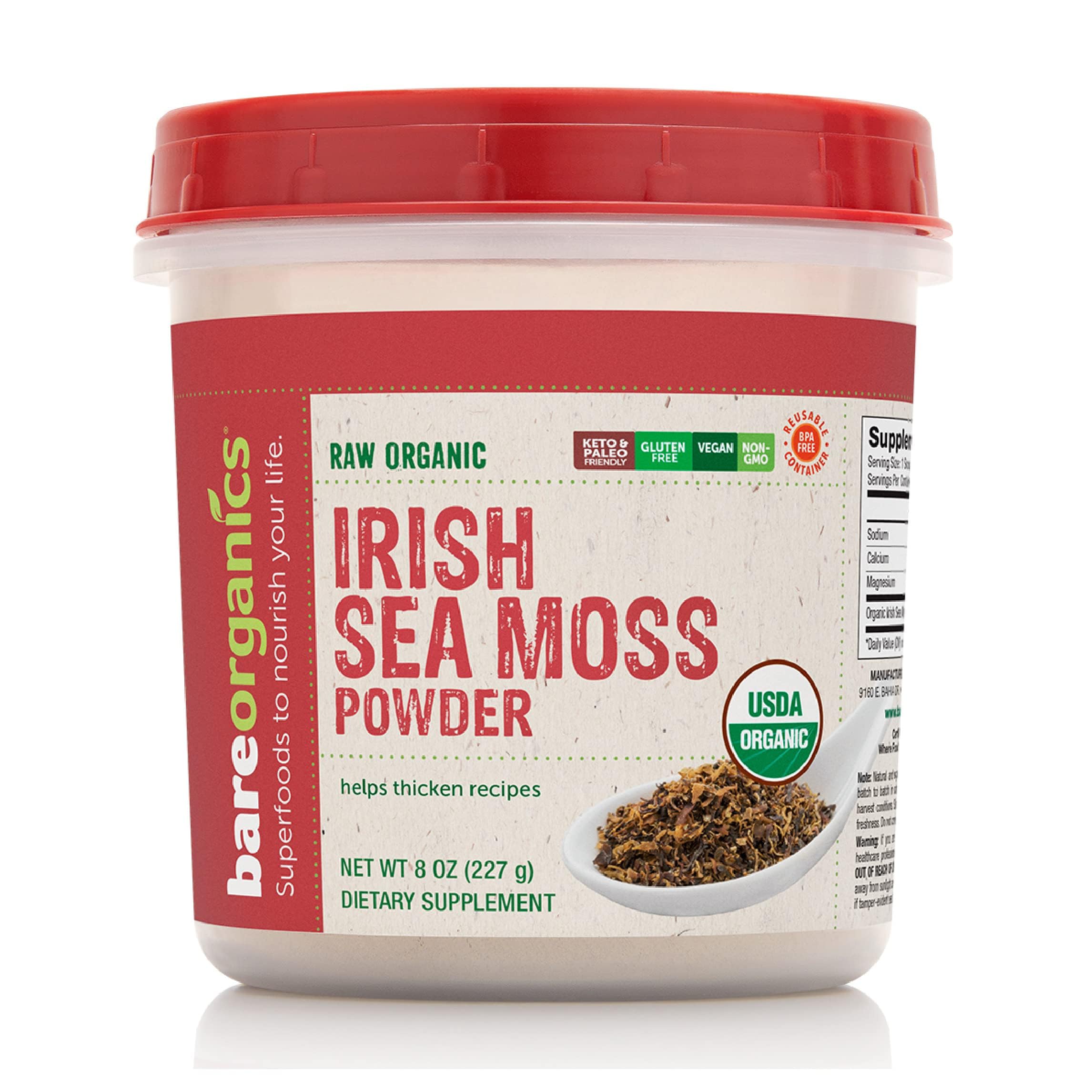 Amazon.com: BareOrganics Irish Moss, Superfood Powder, Keto & Paleo ...