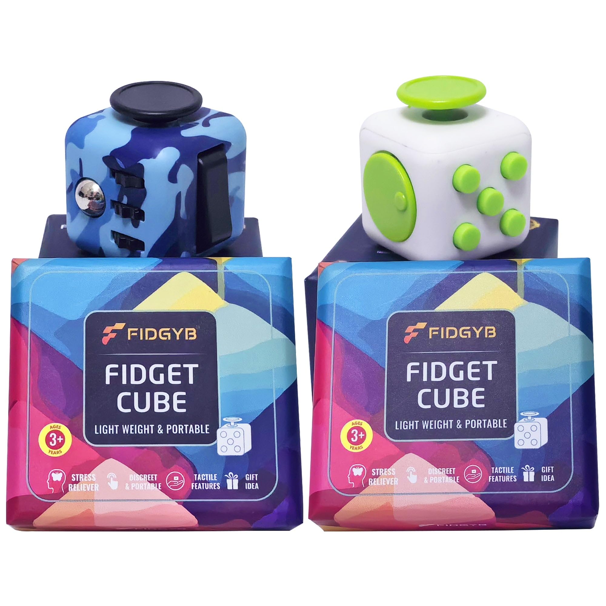 Amazon.com: FIDGYB 2PCS Cube Fidget Stress Relief Toy for Adults & Kids ...